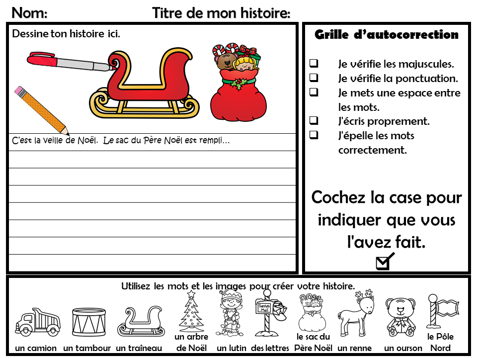 la classe de caro.: Écriture créative – 2 fiches d'écriture Thème: Noël ...