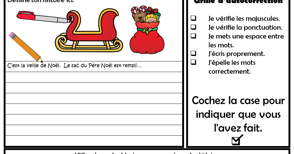 la classe de caro.: Écriture créative – 2 fiches d'écriture Thème: Noël ...