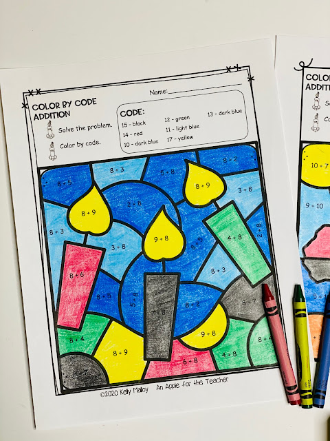 An Apple For The Teacher: Kwanzaa Color By Number Math Facts Practice ...