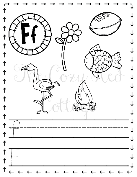 The Cozy Red Cottage: Letter F is for Flower printable learning pack