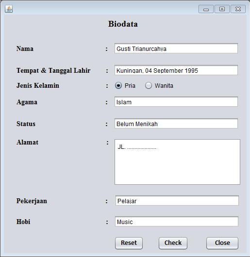 Program Biodata ( GUI )