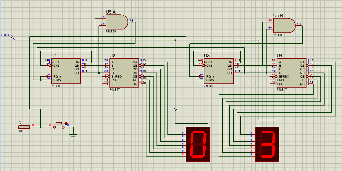 cara membuat counter bcd 7 segment di proteus