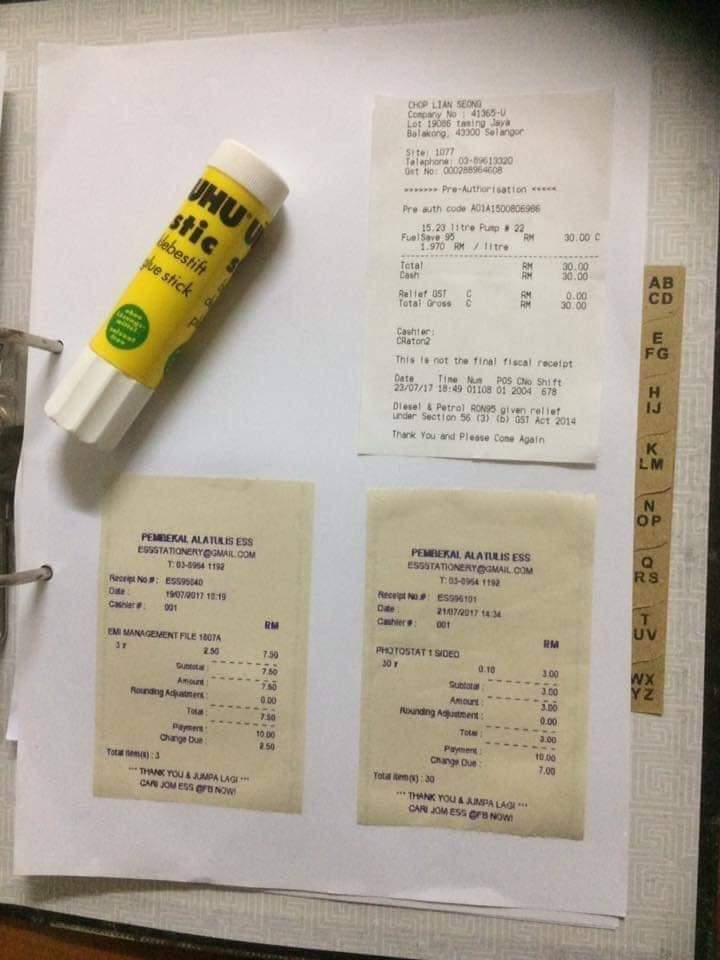 Cara simpan resit untuk LHDN