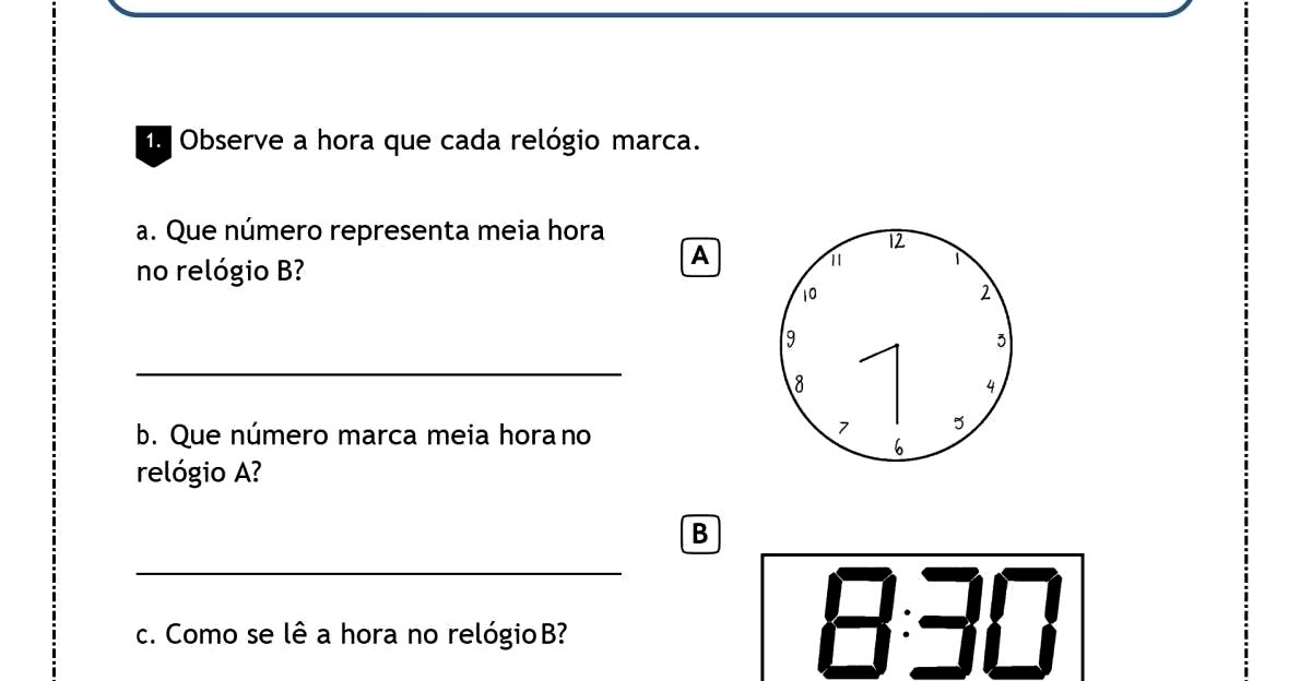 Matemática: horas Atividade de matemática para trabalhar medidas de ...