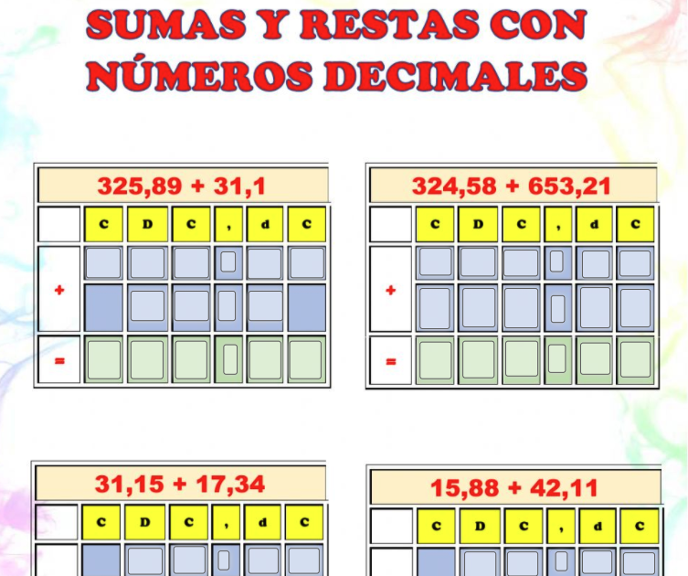 Suma y resta de números decimales