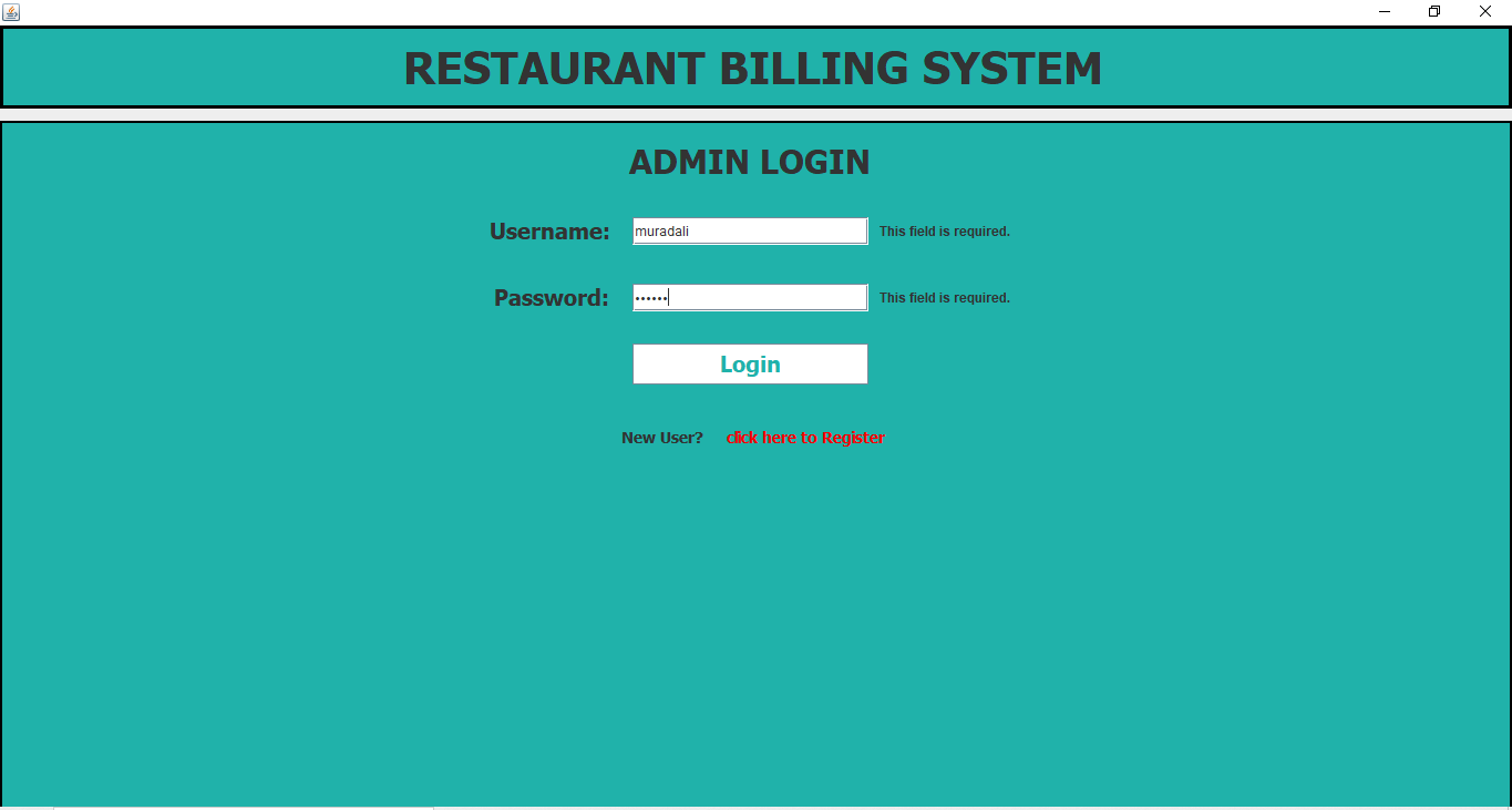 Restaurant Billing System Project using Java & MySQL