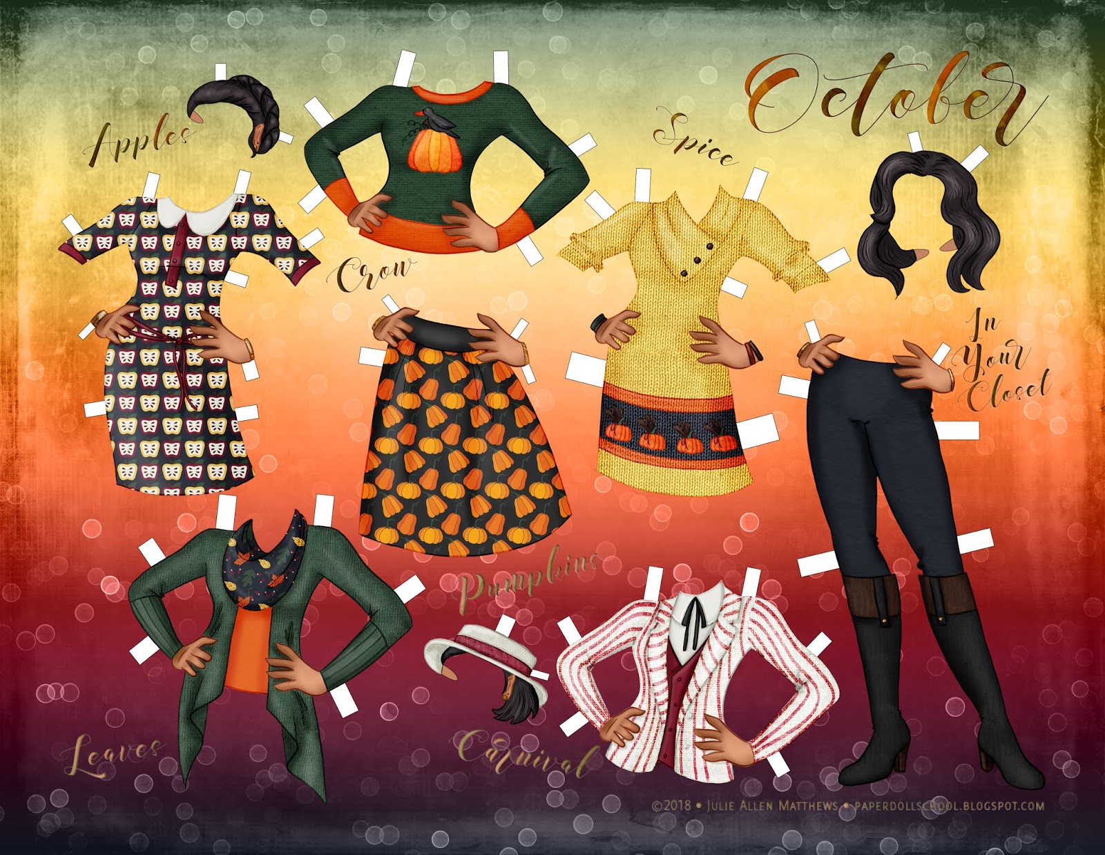 Paper Doll School: October Paper Doll - Set 1