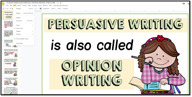 PERSUASIVE/ OPINION DIGITAL WRITING: THE GOOGLE SLIDES WAY - Classroom ...