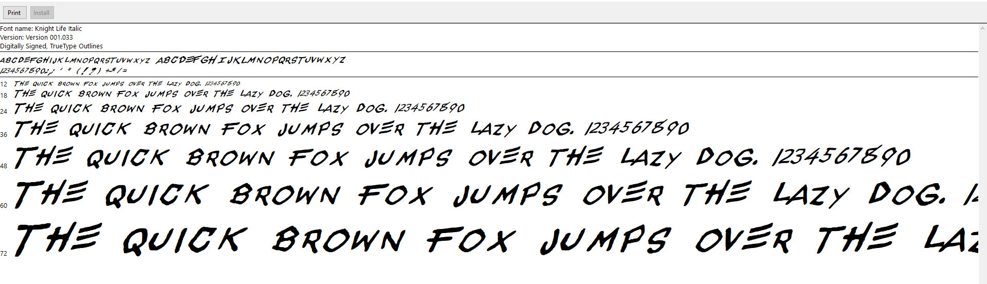 The World of Knight: KNIGHT FONT