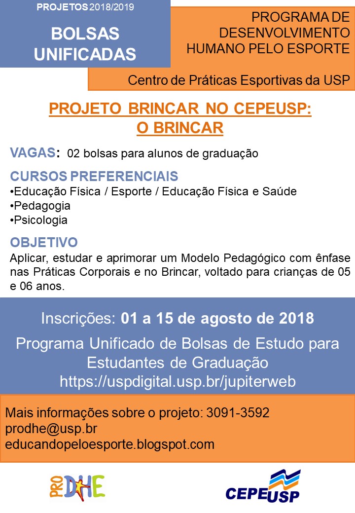 PRODHE: Bolsas para alunos da USP em projetos esportivos do CEPEUSP ...