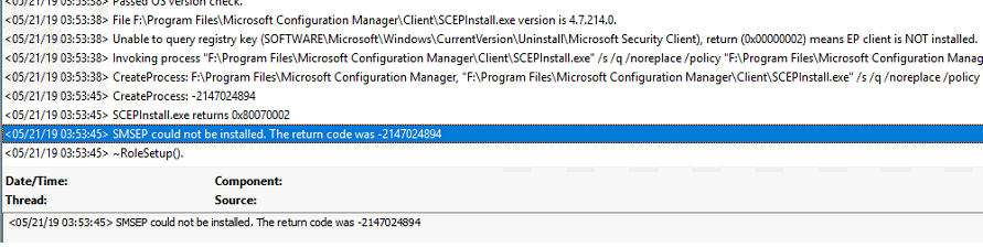 Endpoint Protection Point error 0x8007002
