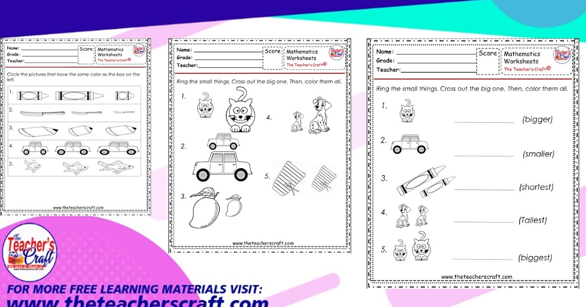 IDENTIFYING OBJECTS ACC. TO SIZE- WORKSHEETS 2 - The Teacher's Craft