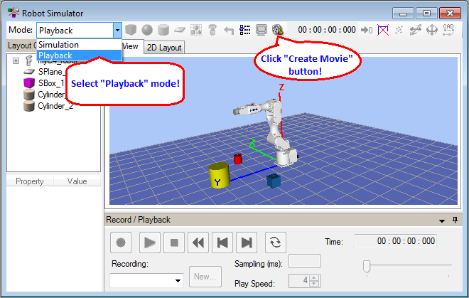 Record the EPSON Robot Simulation Result and Produce Its Video File ...