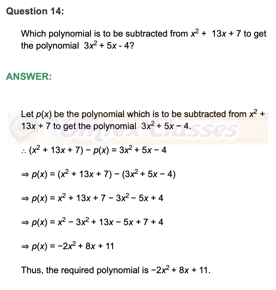 Education: Chapter 3 - Polynomials Problem Set No. 3 Mathematics Part I ...