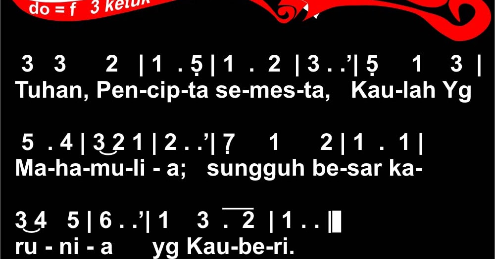 Lirik dan Not Kidung Jemaat 289 Tuhan, Pencipta Semesta