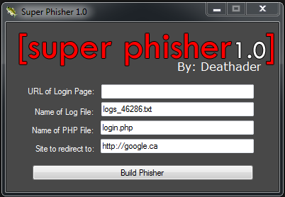 Create a Fake login page of any website using super phisher