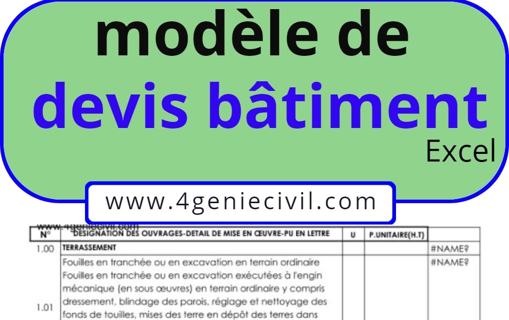 Modele devis excel gratuit