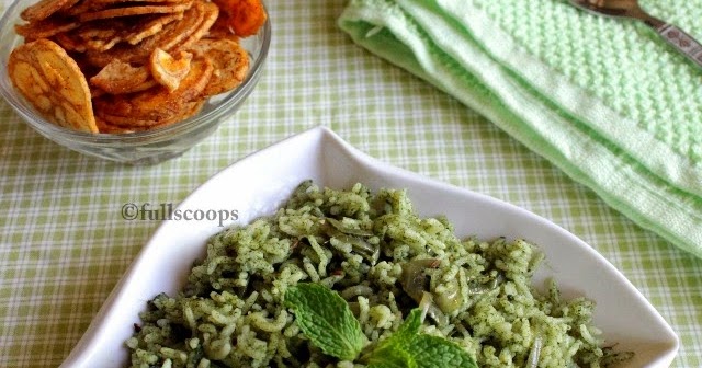 Mint Rice | Pudina Rice ~ Full Scoops - A food blog with easy,simple ...