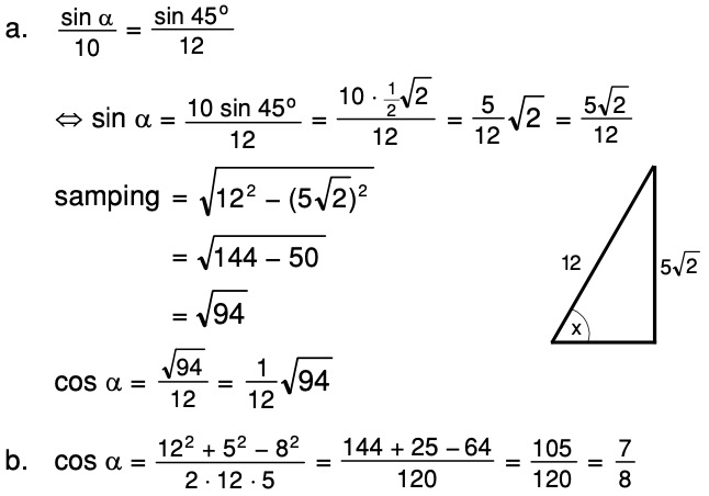 Hitunglah nilai cos α pada segitiga berikut! - Mas Dayat