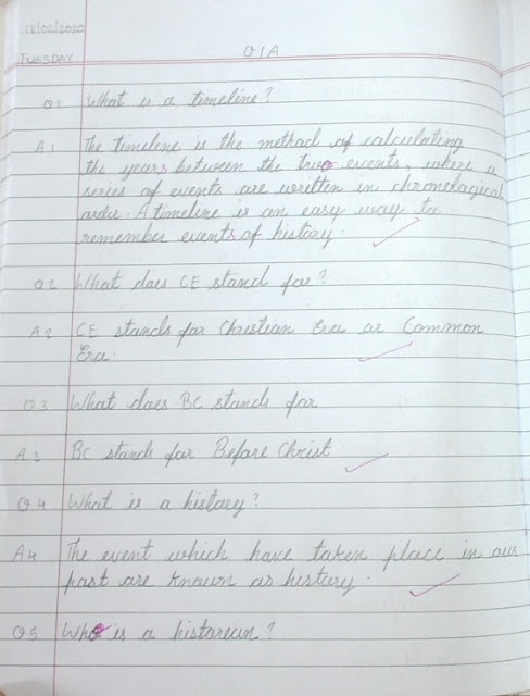 Class 3 EVS Beginning of Time notebook work