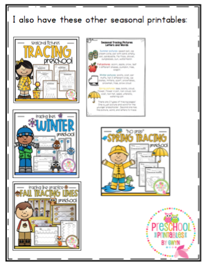 Seasons Color and Trace ~ Preschool Printables