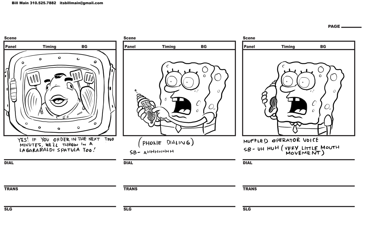 Bill Main Illustration: SpongeBob Squarepants Storyboards