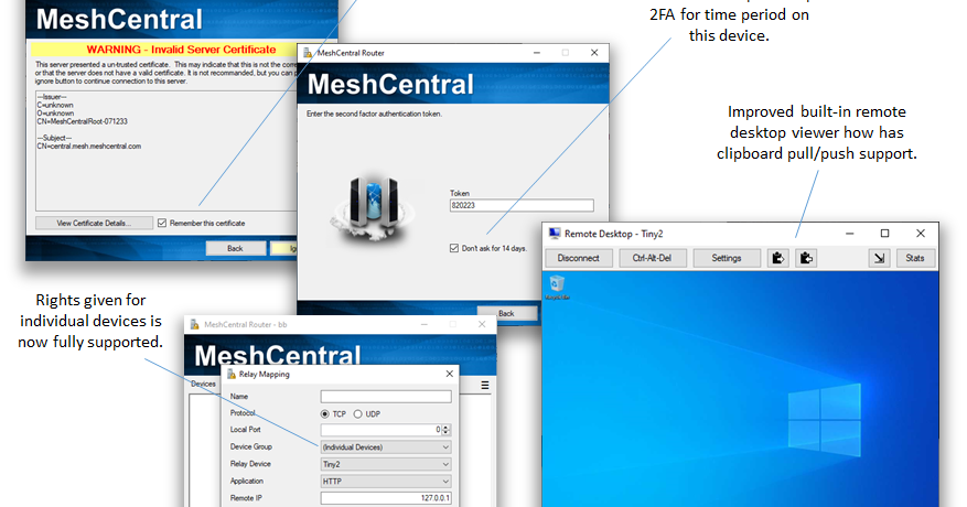 MeshCentral - Router Improvements, Agent Tags, Rock64, Crash Dumps
