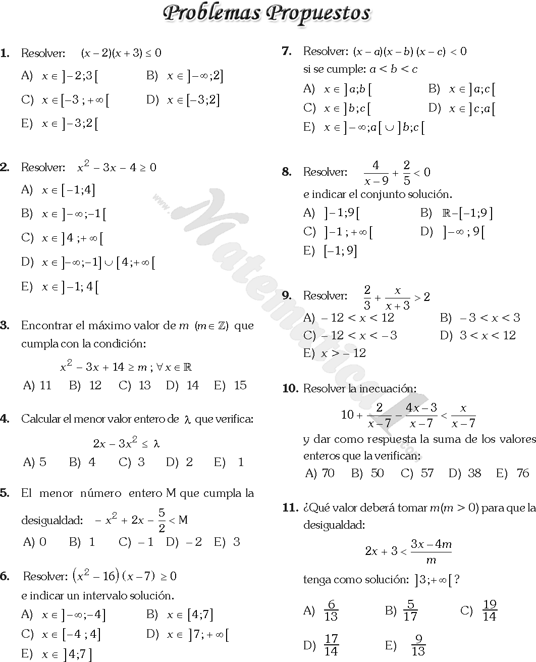 INECUACIONES EJERCICIOS RESUELTOS PDF