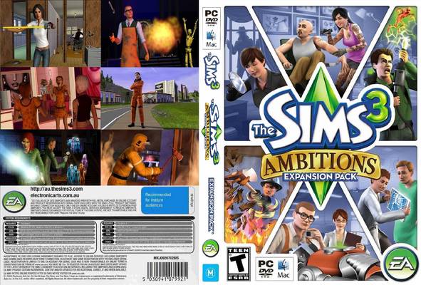 PC Games CD Cover: The Sims 3 Ambitions