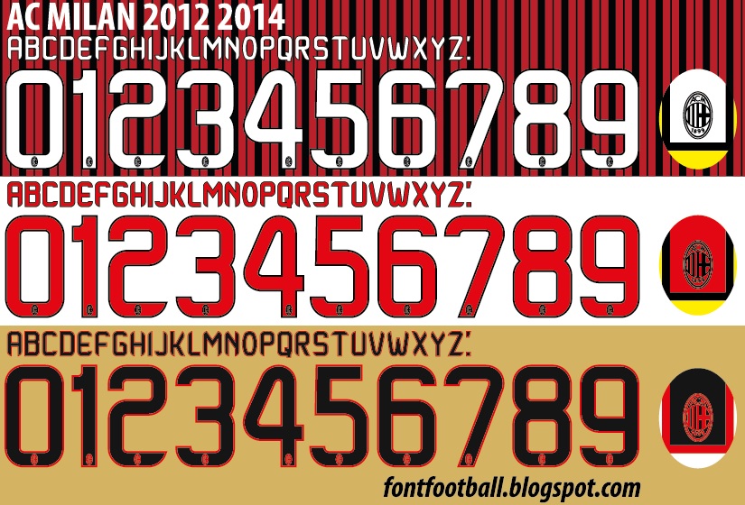 FONT FOOTBALL: Font Vector AC Milan 2012 2013 2014 kit