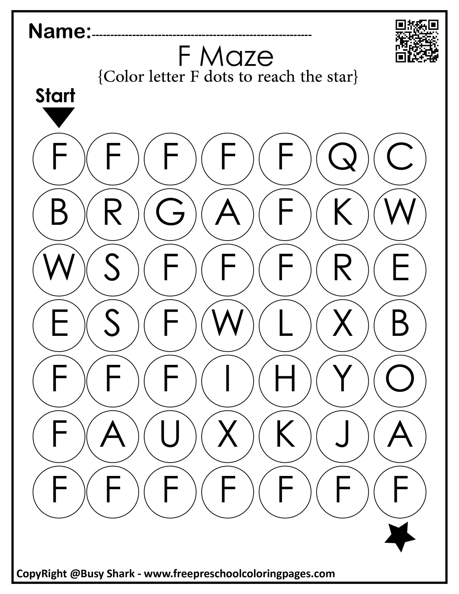 Set of Letter F "10 free Dot Markers coloring pages"