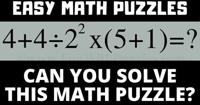 Easy Math Puzzles for Kids with Answers | Arithmetic Riddles
