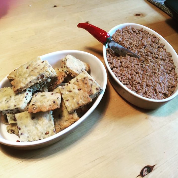 French Canadian Creton Pork Paté and Homemade Flax Seed Crackers