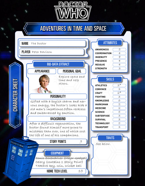The Fifth Doctor: The Character Sheet
