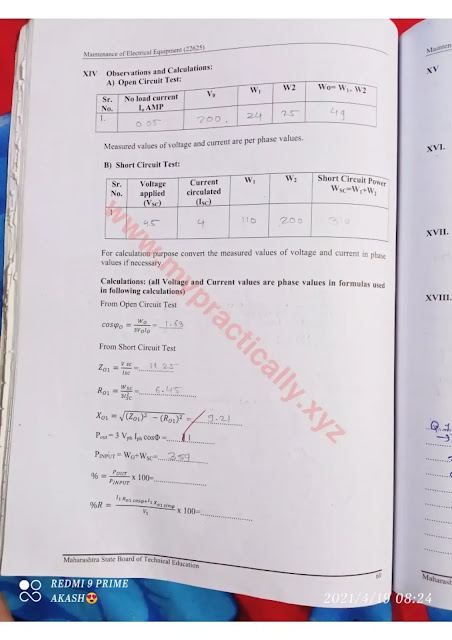 22625 Maintenance of electrical equipments Solved Lab Manual Answers ...