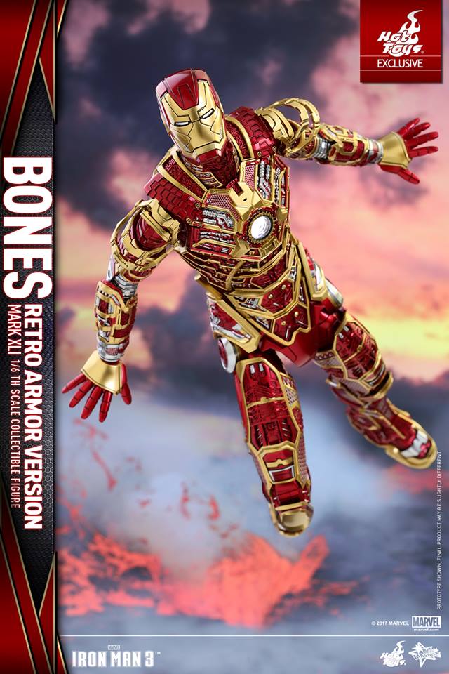 Hot Toys《鐵甲奇俠3》「紅金」Iron Man Mark 41 Bones (Retro Armor Version)1：6 比例珍藏 ...