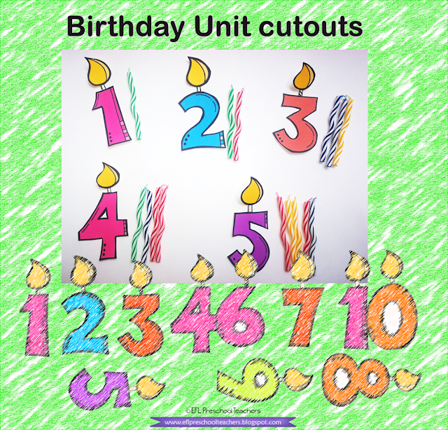 ESL/EFL Preschool Teachers: Birthday Unit Cutouts