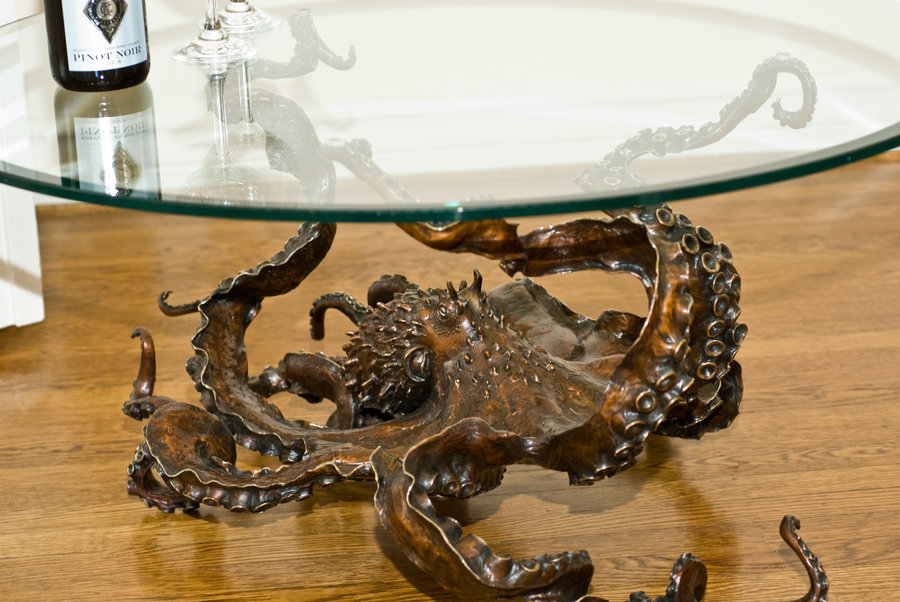 OCTOPUS bronze sculpture & table: Octopus Table & Sculpture