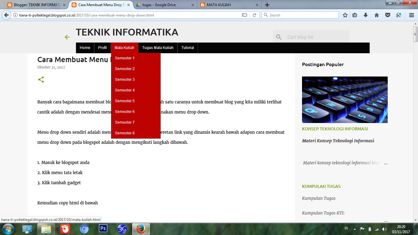 Cara Membuat Menu Drop Down