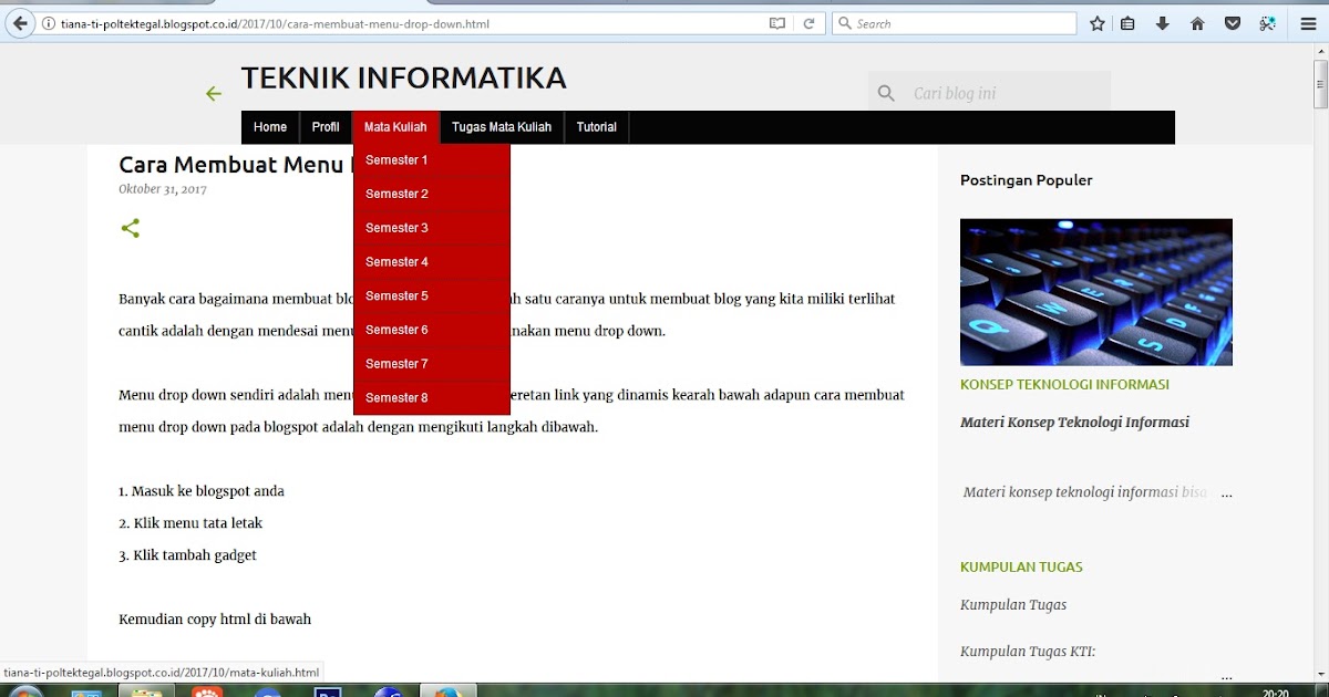 Cara Membuat Menu Drop Down