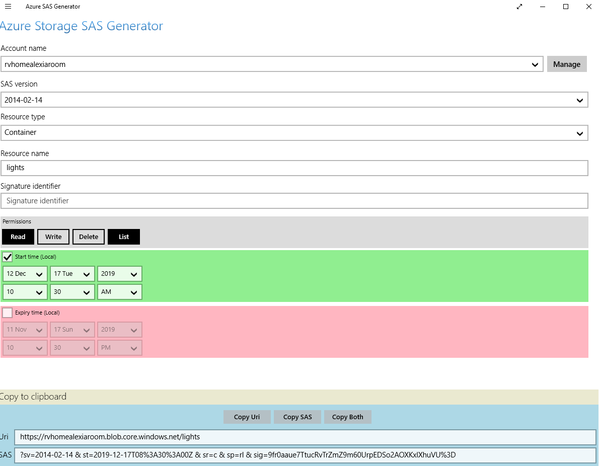 Azure Tools - Azure SAS Generator