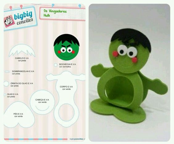 Artesanato Mãos Abençoadas 1: Porta Bombom Hulk em Eva com Molde