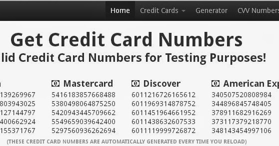 Tecnología habitual: Generar números de tarjetas de crédito simulados