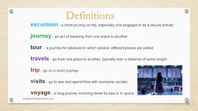 CEPT Practice: Vocabulary about Travel || excursions vs journey vs tour ...