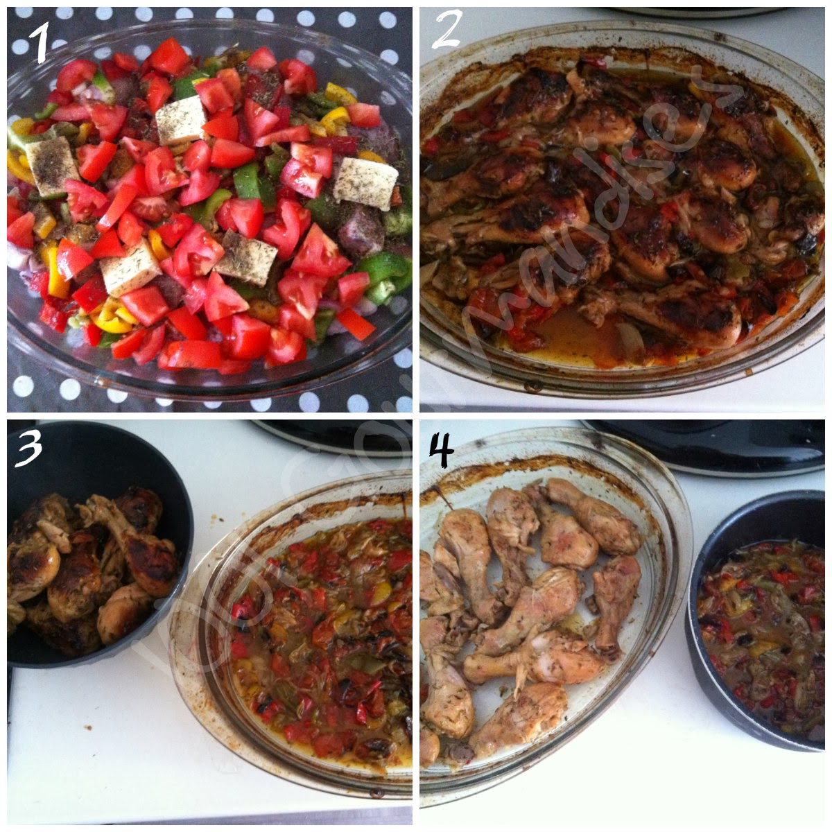 1001 Gourmandises: Cuisse de poulet rôti sauce au poivron et frites rondes