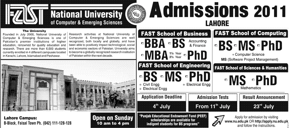 Admission in Pakistan: FAST National University of Computer and ...