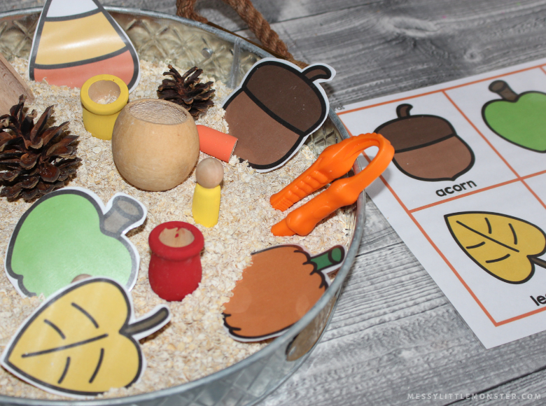 Fall sensory bin - Messy Little Monster