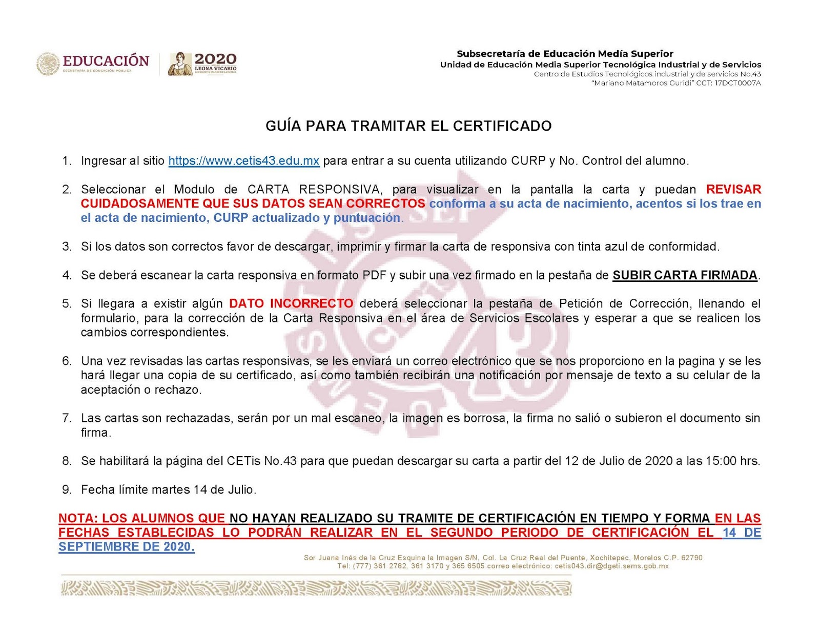 CETis 43 : CERTIFICADOS