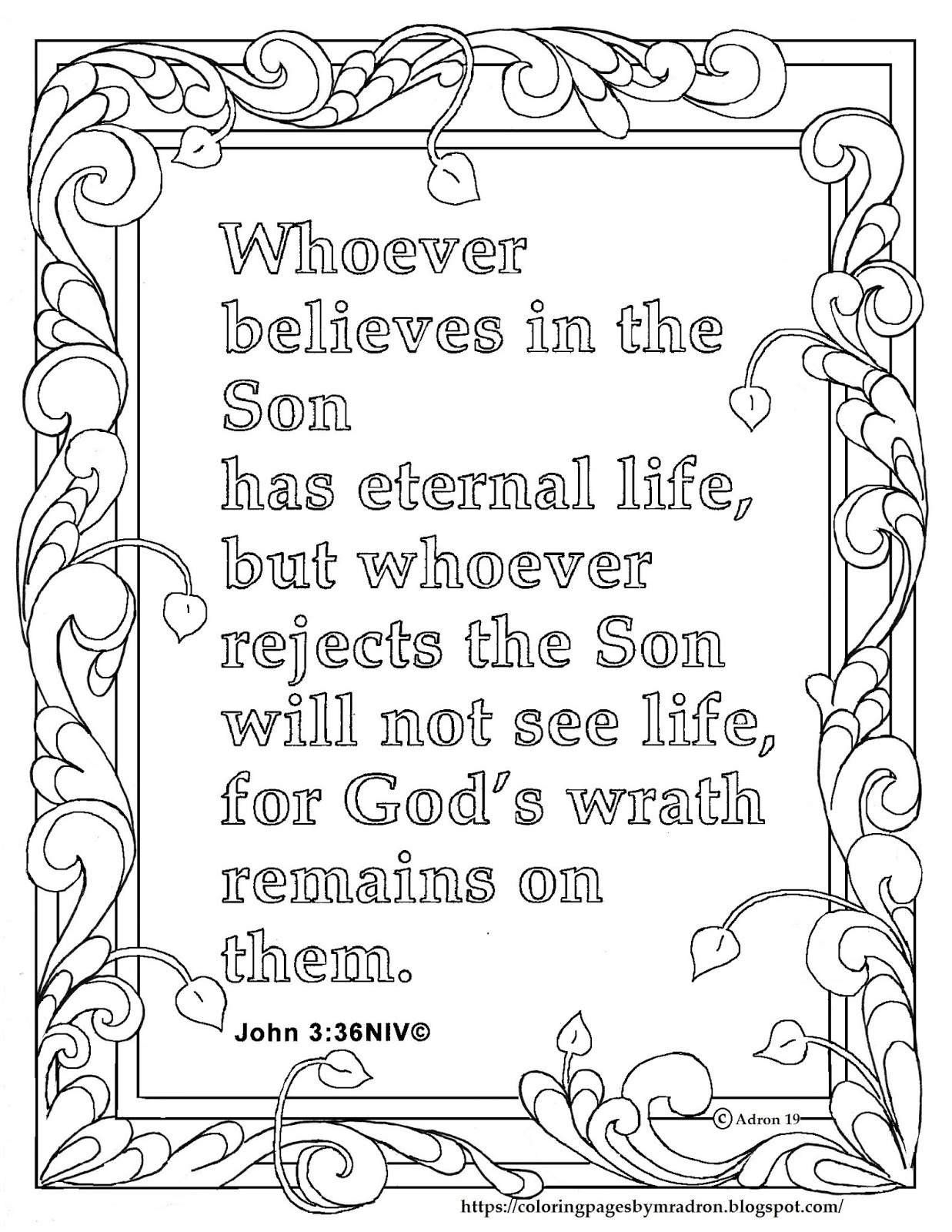 Coloring Pages for Kids by Mr. Adron: Free John 3:36 Print And Color ...