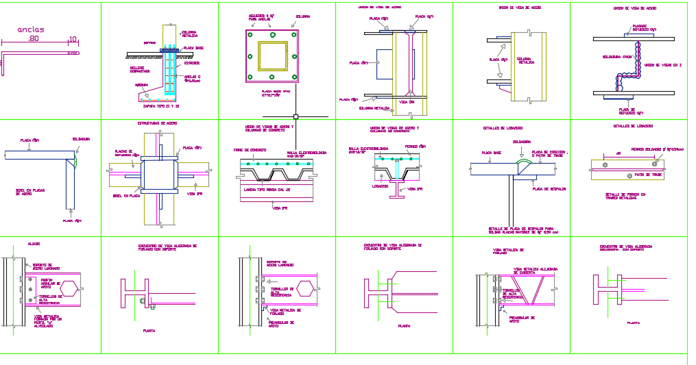 PLANOS GRATIS VI: PLANOS DE DETALLES DE CONEXIONES DE ACERO ESTRUCTURAL